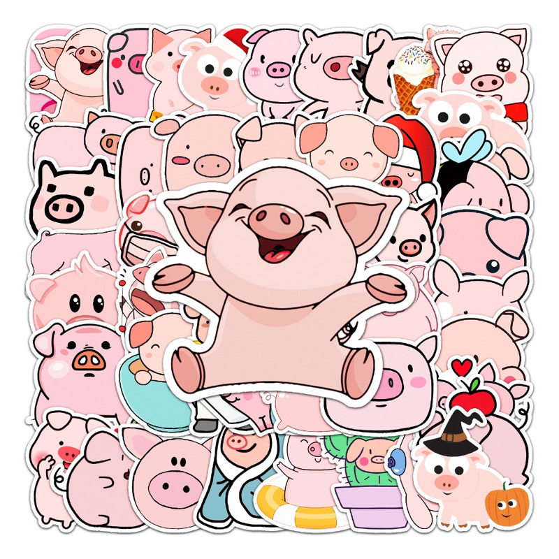 Bộ sticker chú heo vui nhộn dán máy tính , điện thoại , sách vở ...