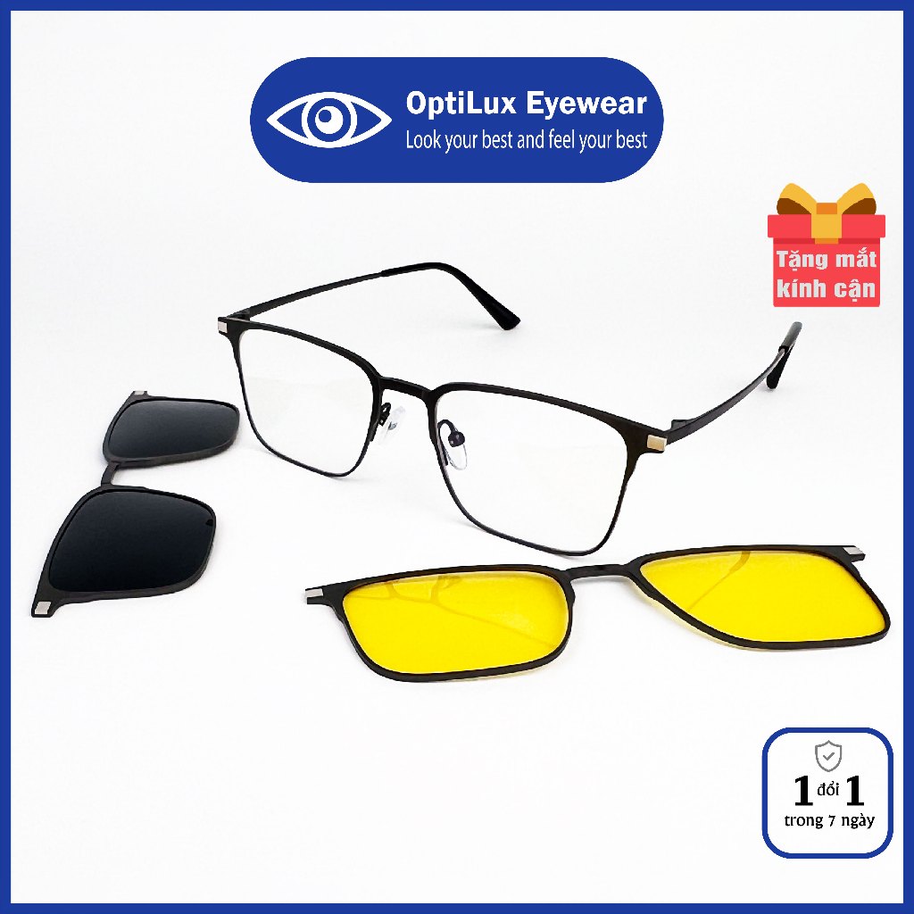 [H20] - Gọng kính mát 3in1chữ nhật OPTILUX EYEWEWR chất liệu hợp kim ...