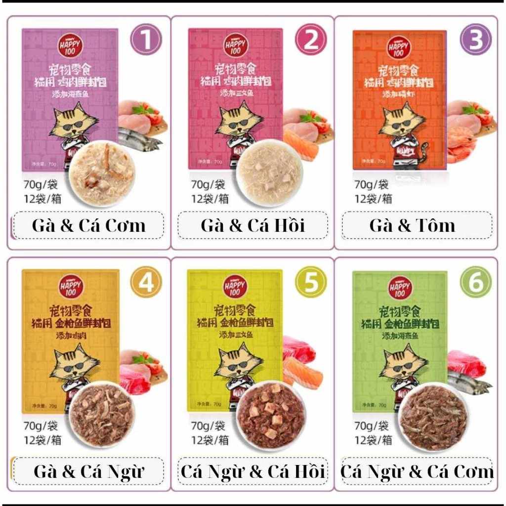 Pate cho mèo Pate Happy 100 gói 70g - 2 Con Mèo Petshop | Shopee Việt Nam