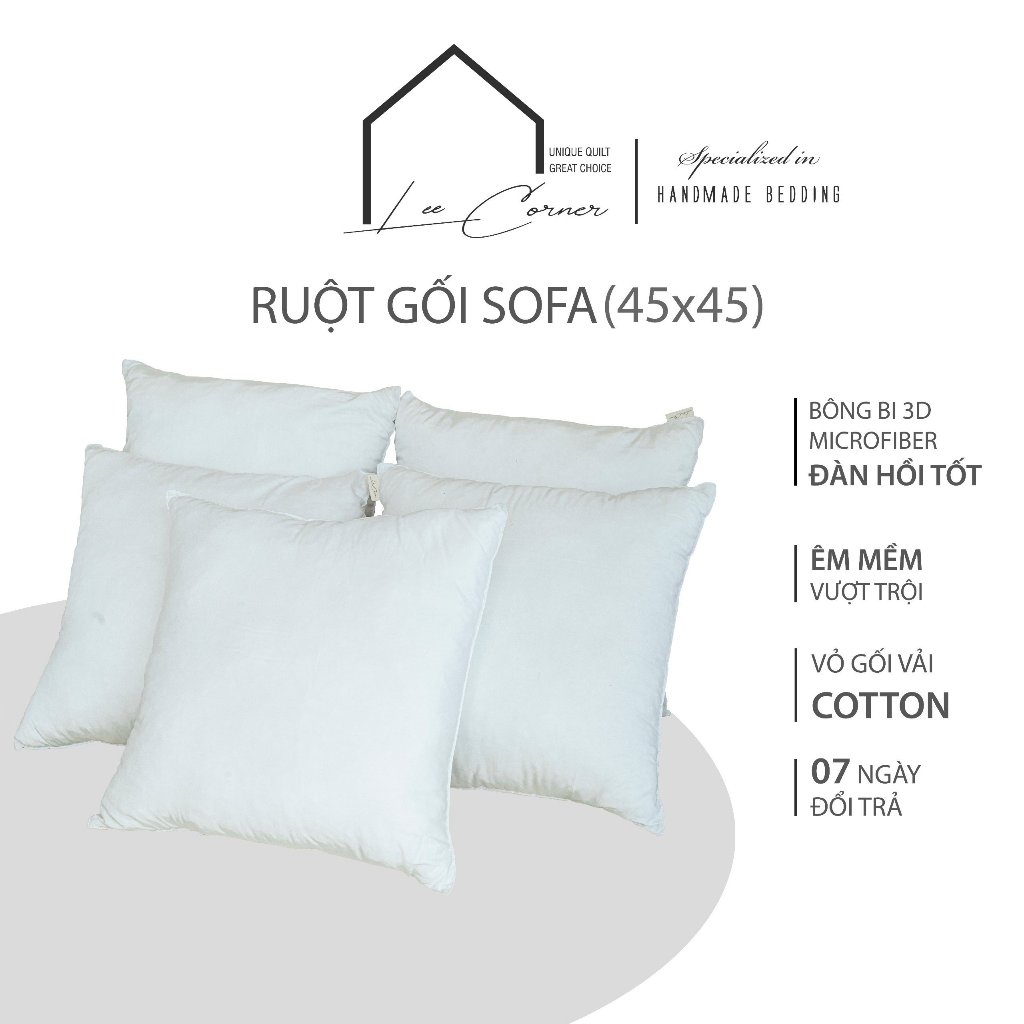 Ruột gối sofa 45x45cm, bông bi Microfiber cao cấp LEE CORNER, ruột gối ...