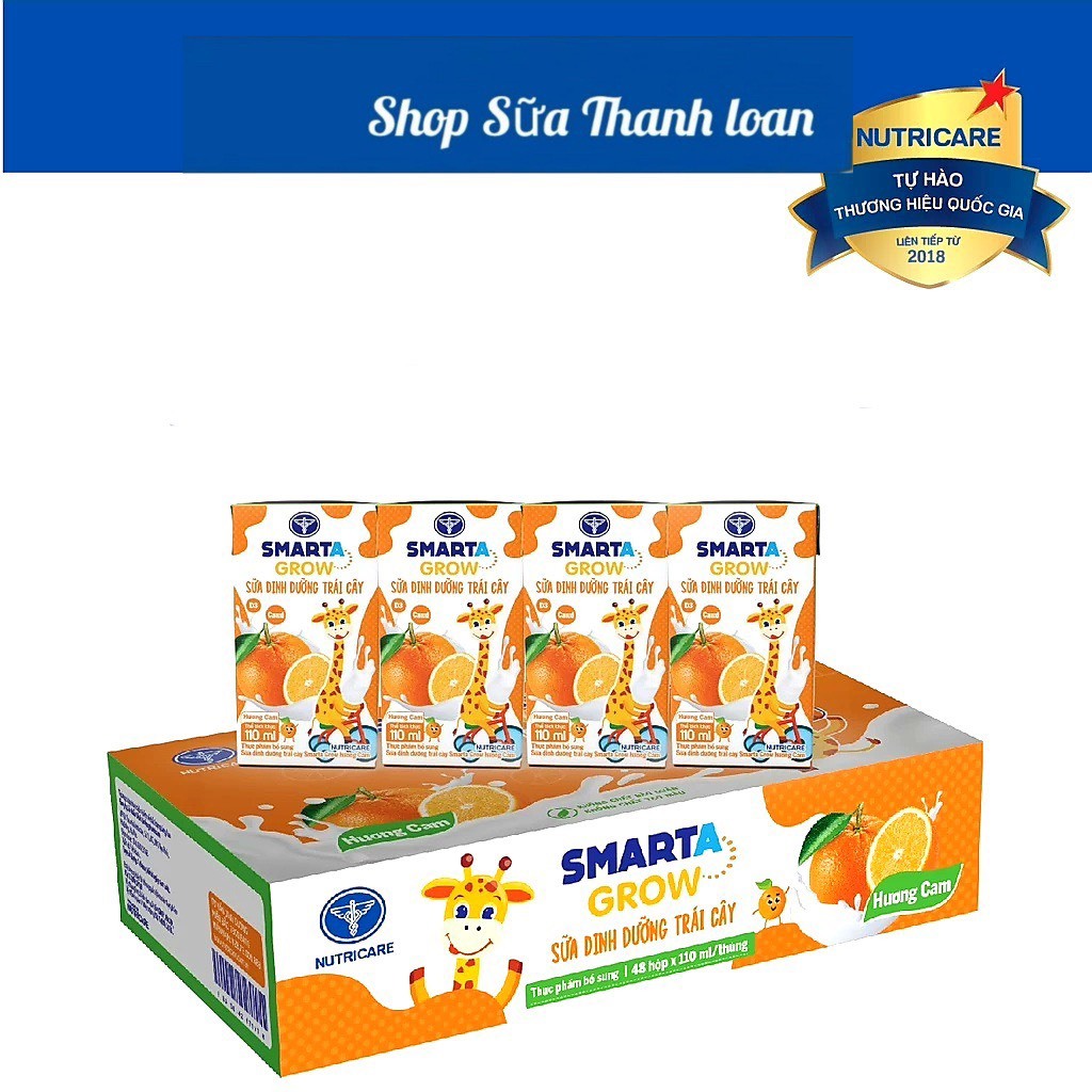 [HSD T8-2025] Thùng 48 Hộp Sữa Nước Nutricare Smarta Grow 110ml Vị Cam ...