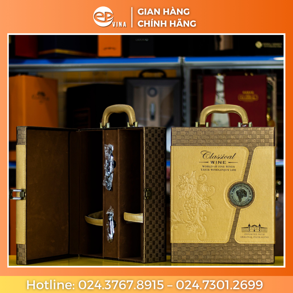 Hộp Rượu Vang Hộp đựng Chai Rượu Vang Da đôi Màu Vàng Logo Trùm Nho Kèm Phụ Kiện Shopee Việt Nam