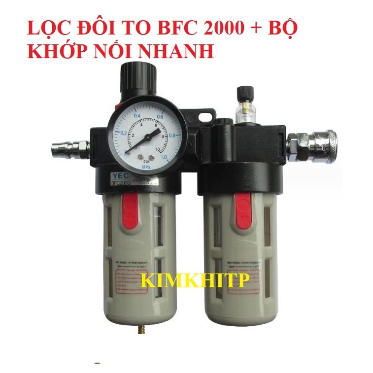 Bộ lọc tách nước BFC2000 khí nén loại to kèm khớp nối nhanh, Bộ lọc đôi tách nước loại to ...