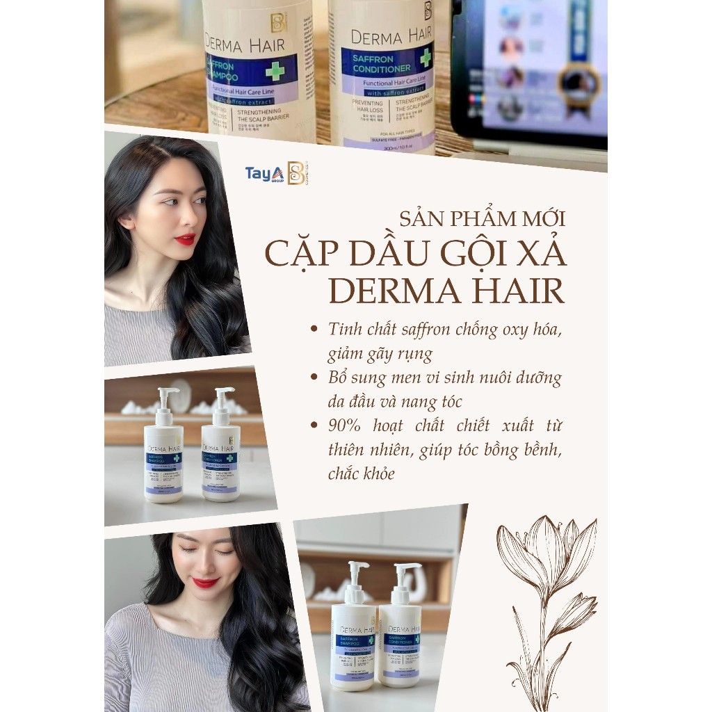[CHÍNH HÃNG] Bộ dầu gội và dầu xả phục hồi Derma Hair - Saffron Shampoo ...