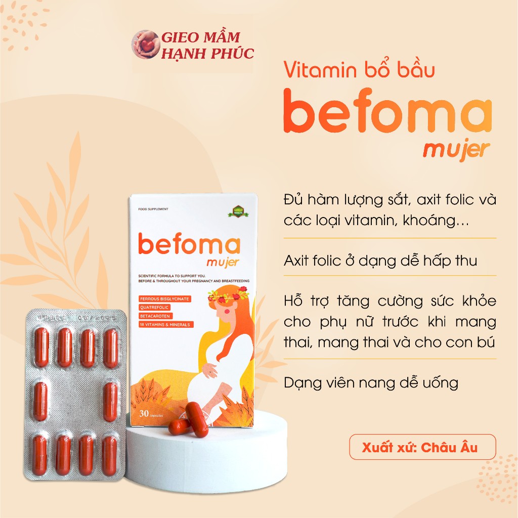 [Hộp 30 viên] BEFOMA - Vitamin tổng hợp bổ sung sắt, calci và các ...