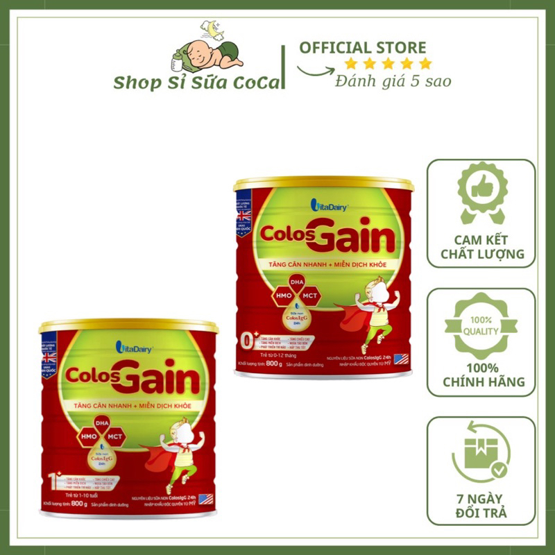 Vitadairy-Sữa bột Colos Gain 0+1+ 800gr ( date 2026 đầy đủ mã QR tích ...