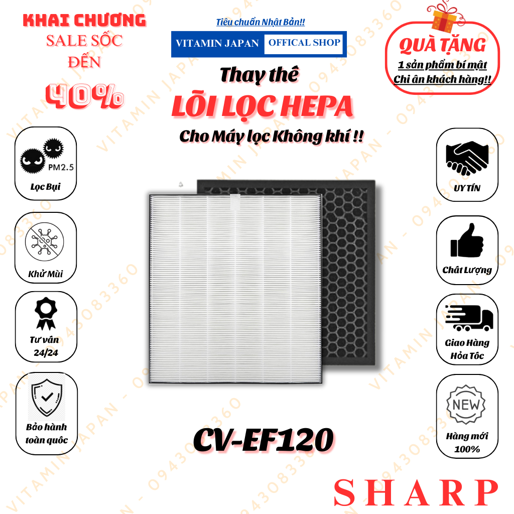 Màng lọc không khí Sharp: CV-EF120, CV-DF100, DW-E16FA-W,... Màng lọc Hepa, màng lọc than hoạt ...