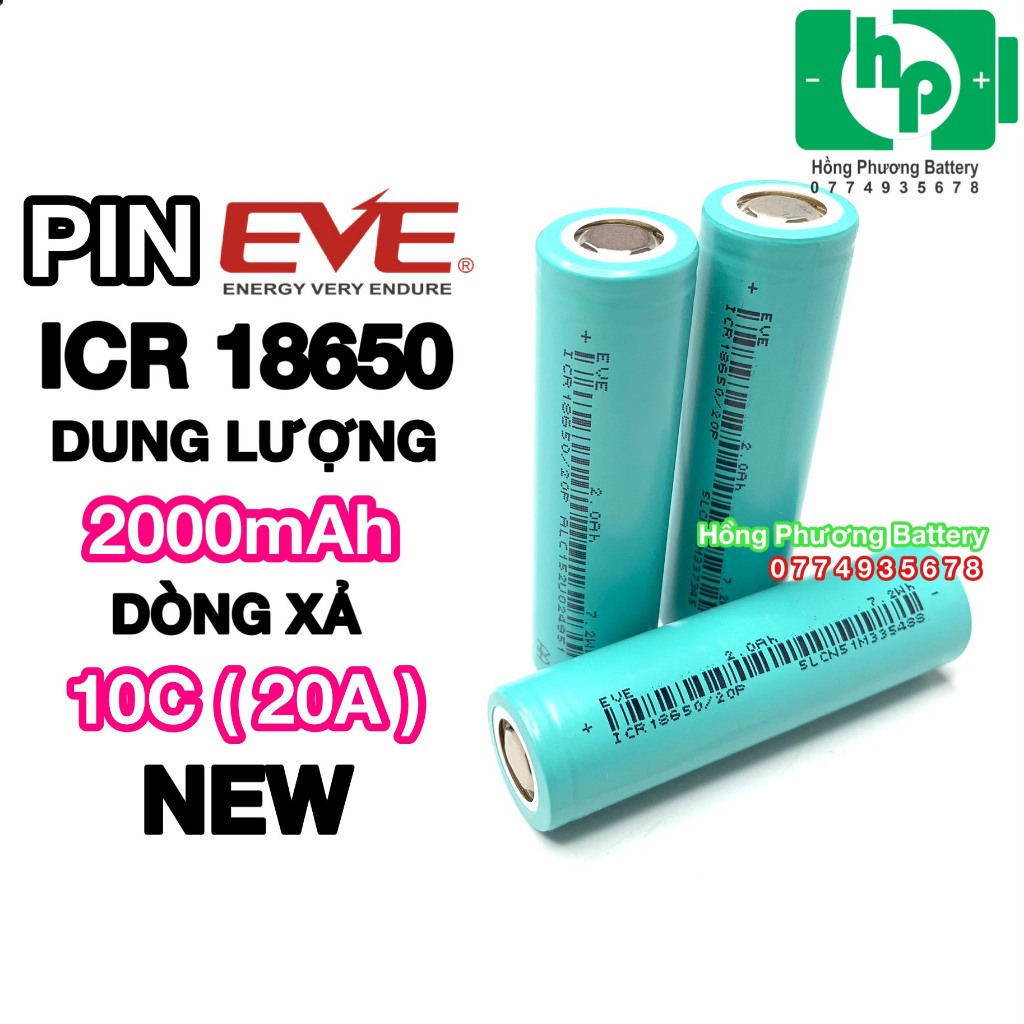 [New] Pin EVE 18650 DL 2000mAh xả cao 10C 20A mới 100% (HongPhuong) | Shopee Việt Nam