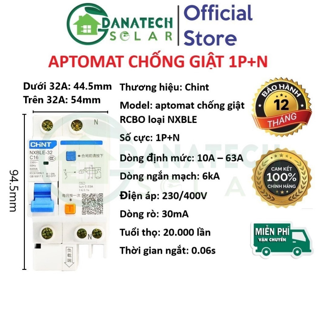 Aptomat chống giật chống rò 16A~63A | CB RCBO Chint NXBLE Chính Hãng | Shopee Việt Nam