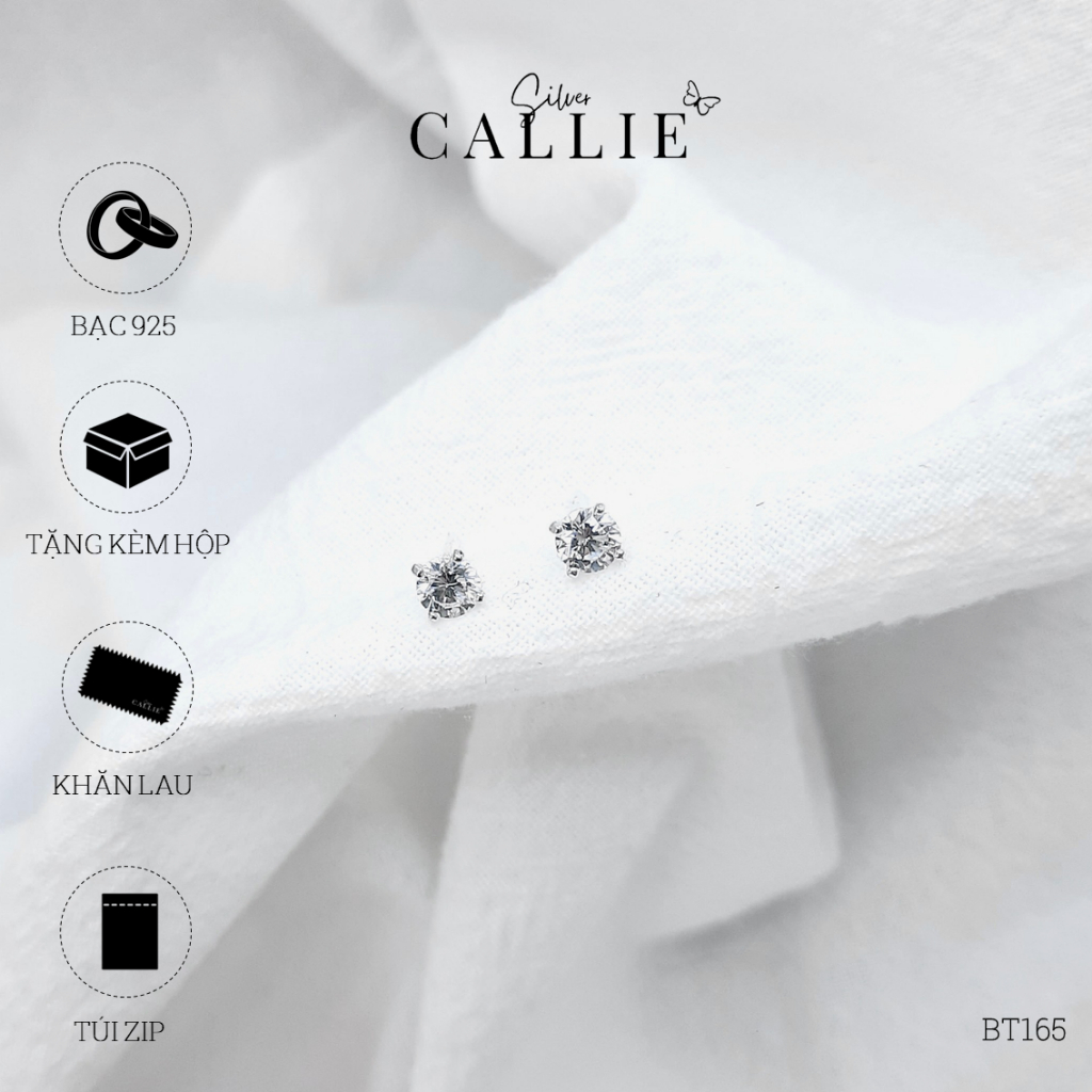 BT165 - Bông tai bạc Callie Silver 1 viên 4li | Shopee Việt Nam
