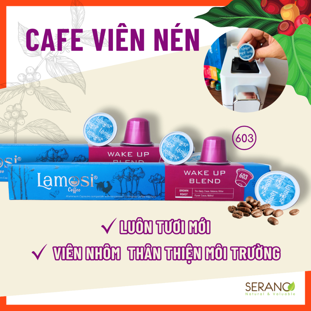 Cà phê viên nén Lamosi Nespresso Capsule Wake Up Blend 603, viên nhôm ...