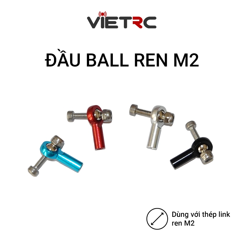 Đầu ball thép link ren M2 kim loại kèm ốc để ráp tàu, xe, máy bay điều ...