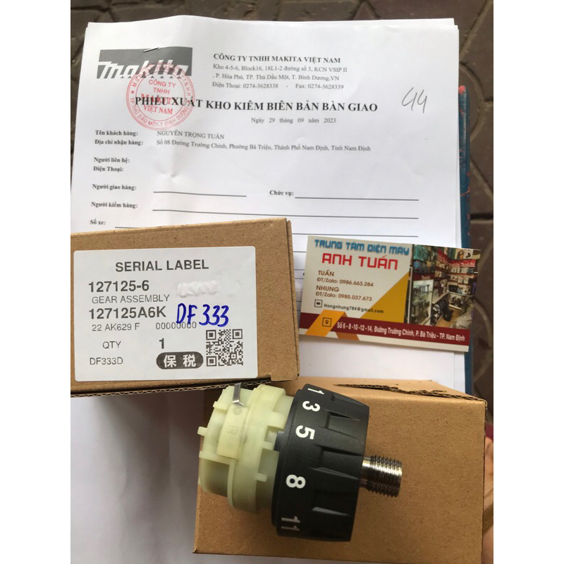 Cụm nhông - bộ hộp số khoan pin chính hãng makita DF333 (127125-6 ...