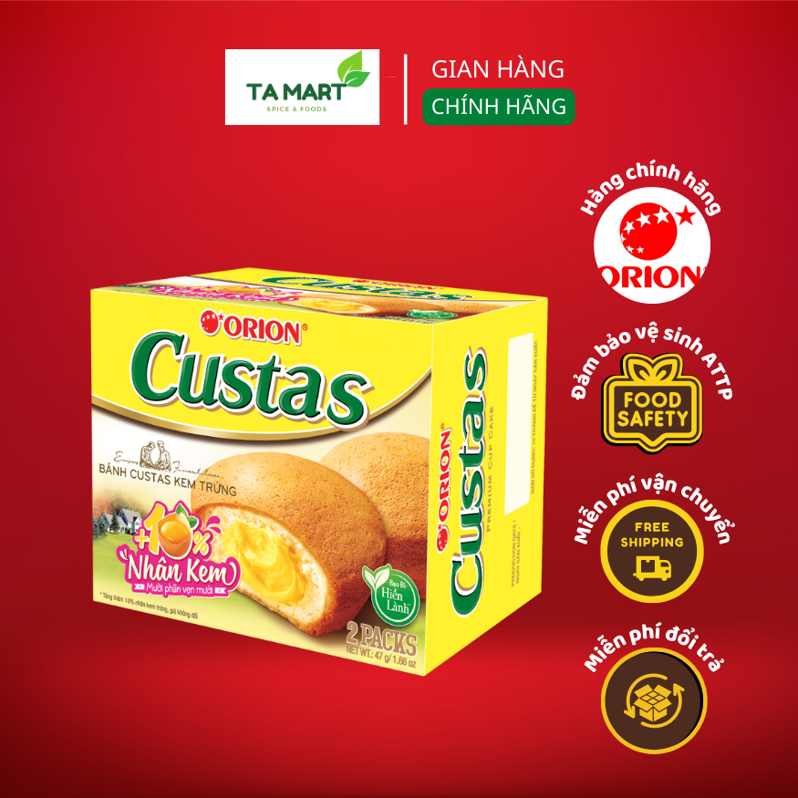 Bánh Custas Kem Trứng hộp 141g gồm 6 bánh - Orion Custas Egg Cream ...