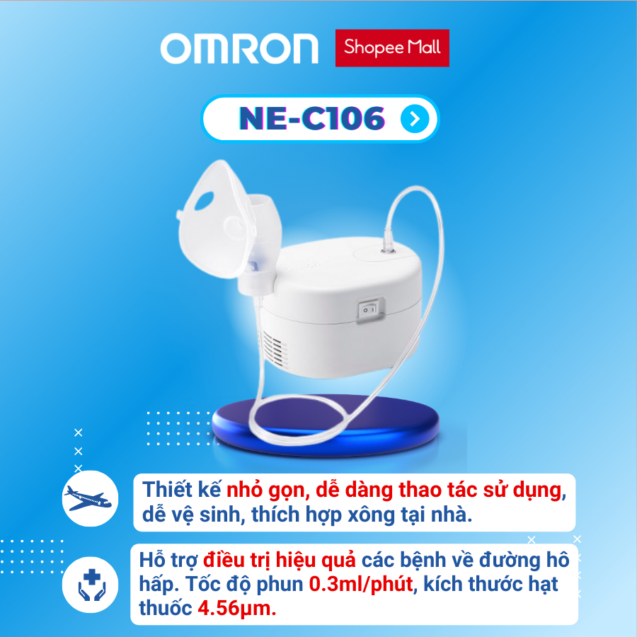 Máy xông mũi họng, khí dung OMRON NE-C106 chính hãng bảo hành 2 năm | Shopee Việt Nam
