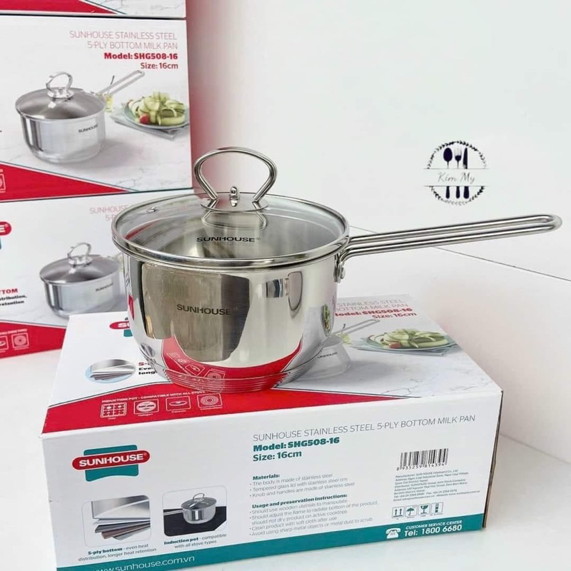 Nồi Quánh Inox Sunhouse 5 Đáy 16cm SHG 508 | Shopee Việt Nam