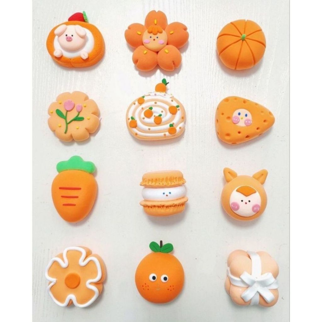 (Chọn mẫu) M002_Hoa đất sét cam handmade cute trang trí (5cm), đồ trang ...