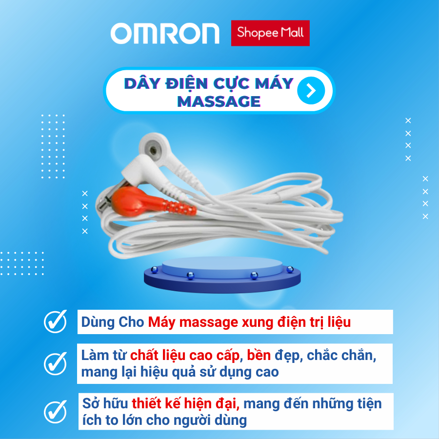 Dây điện cực dùng cho máy massage xung điện trị liệu OMRON HV-F127 / HV-F128 / HV-F013 chính ...