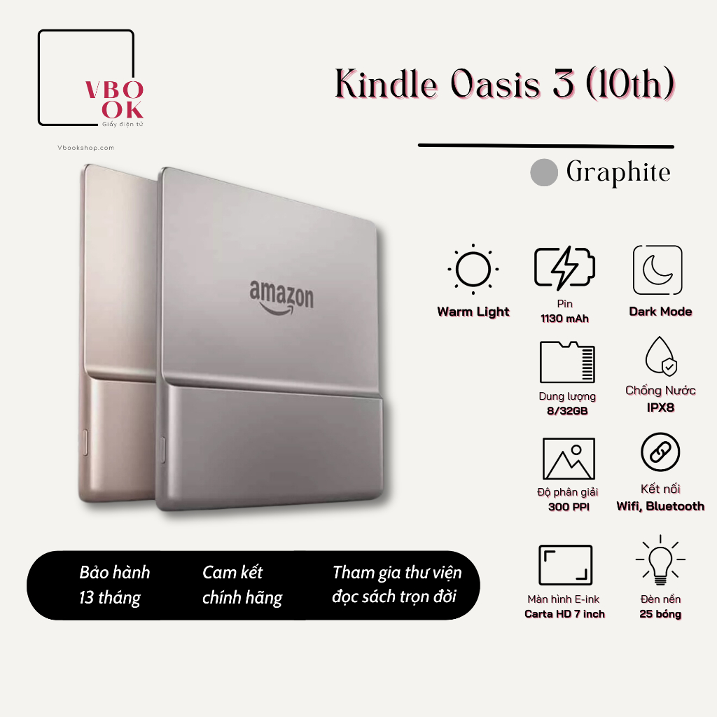 Máy đọc sách Kindle Oasis 3 used/new - Chính hãng - Bảo hành 9-13 tháng | Shopee Việt Nam