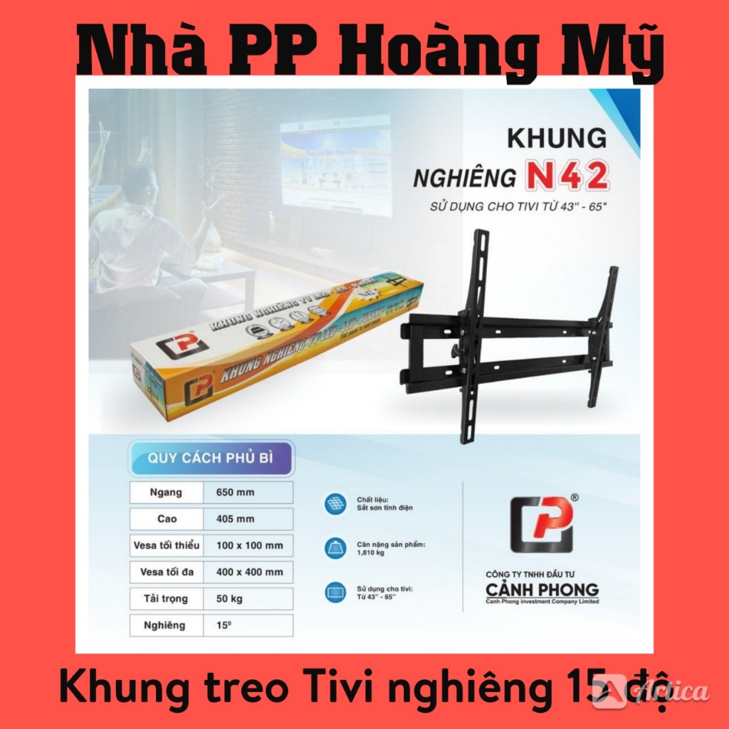 Khung treo Tivi nghiêng 15 độ hiệu CẢNH PHONG từ 42 đến 65 inch | Shopee Việt Nam