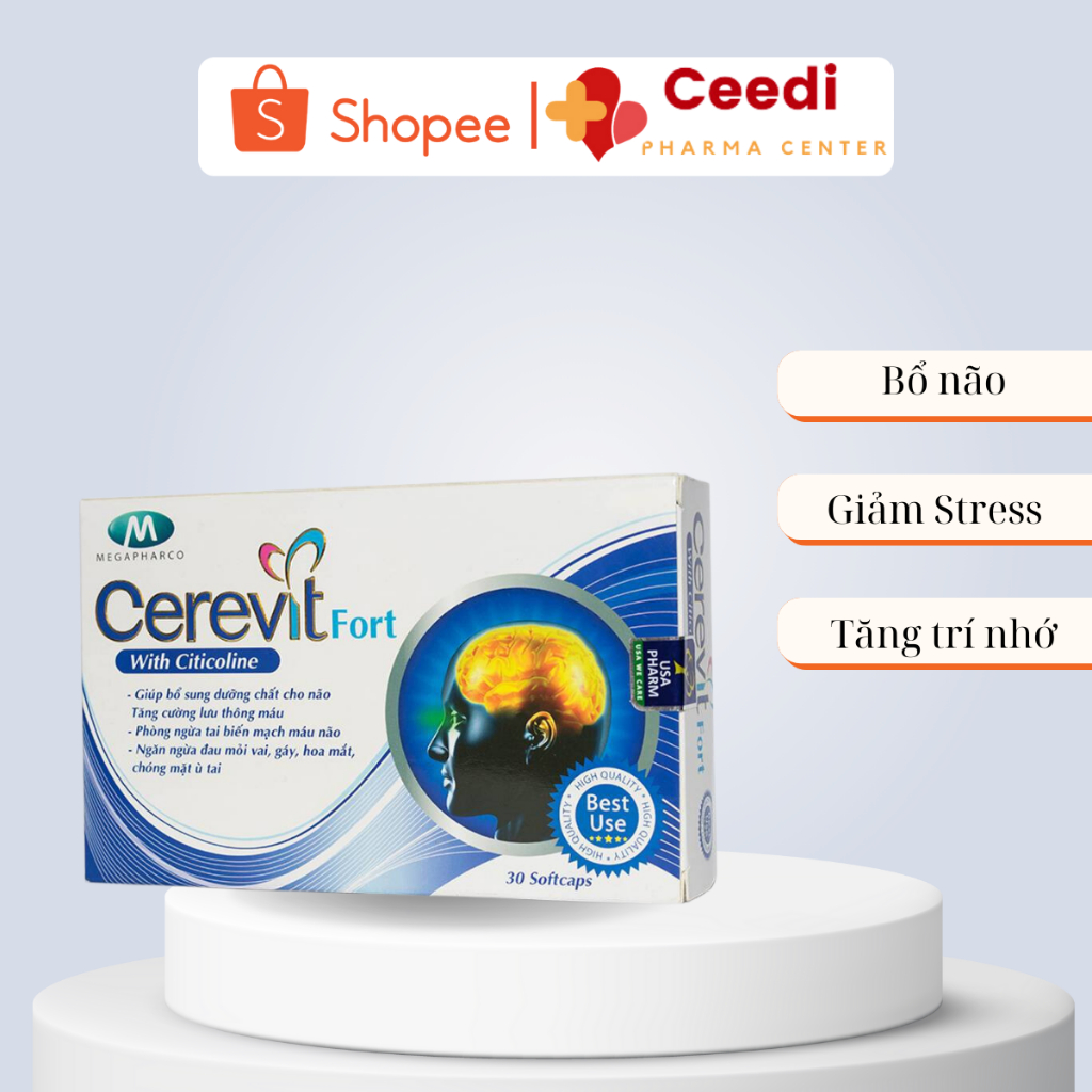 Viên uống Cerevit Fort hỗ trợ bổ não, tăng cường lưu thông máu | Shopee ...