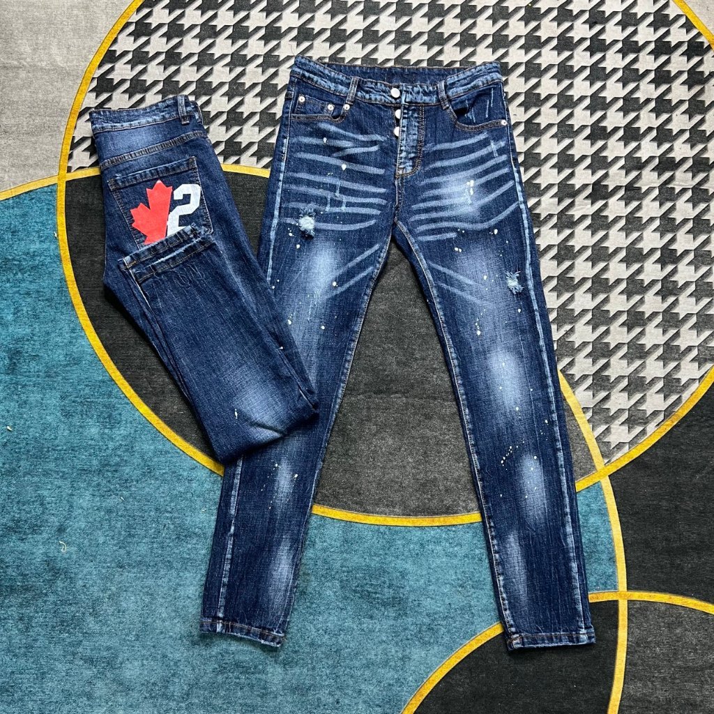 Quần Jean Nam DSQ In Lá Phong Túi Hậu Xịt Thời Trang Siêu Hottrend Quần Bò Nam Chất Liệu Dehim ...