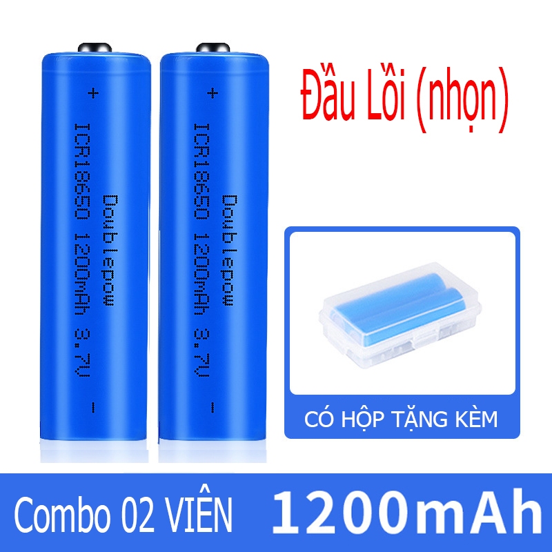 Pin sạc 18650 3,7V-1200mAh (xanh) Doublepow chính hãng - Pin chuẩn dung ...