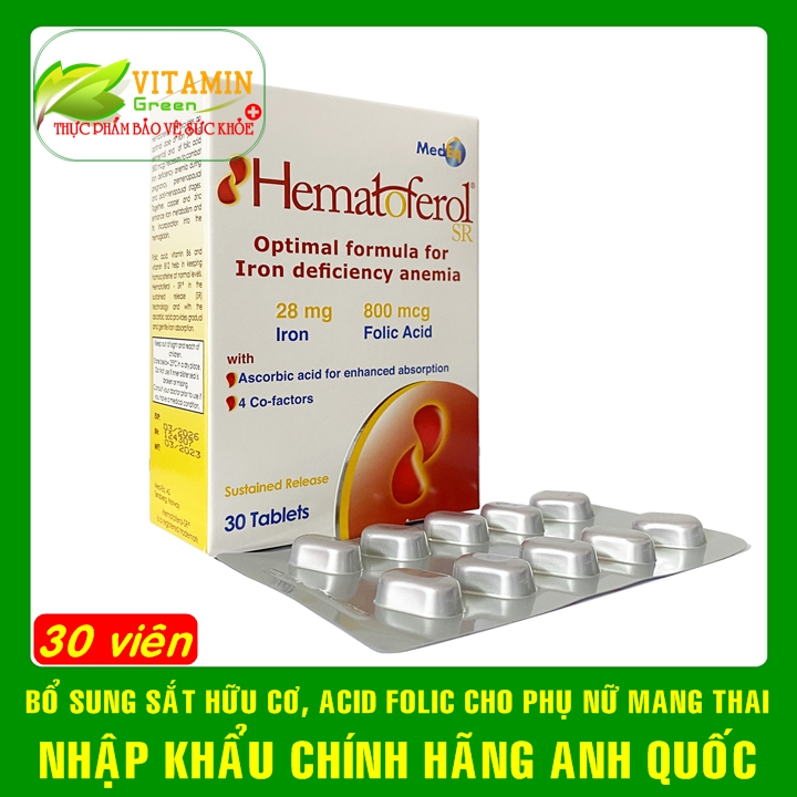 Hematoferol viên uống bổ sung sắt hữu cơ Acid folic cho bà bầu và sau ...