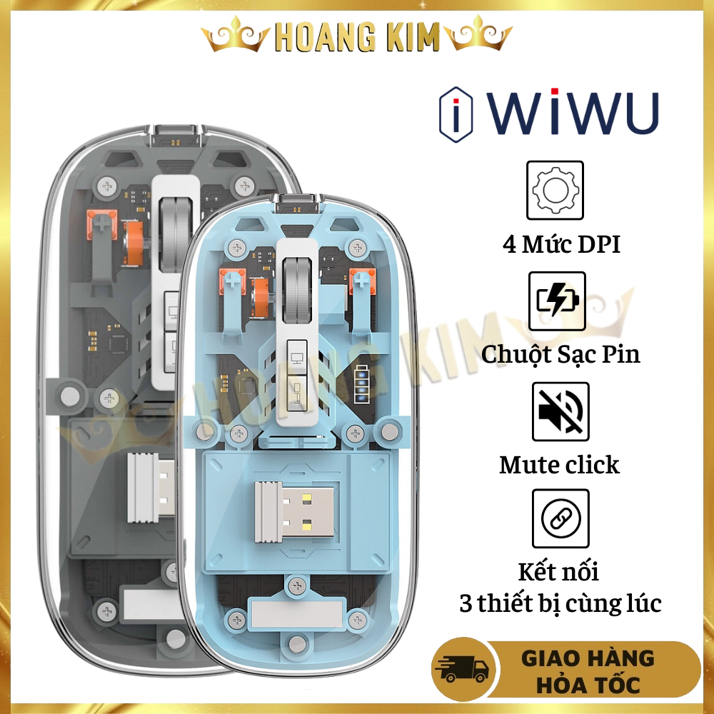 Chuột Không Dây WIWU Crystal WM105 Sạc Pin, Thiết Kế Trong Suốt, 4 Mức ...