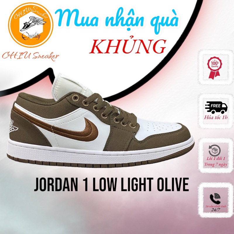 [ CHIU sneaker ] Giày sneaker vải nam nữ Jordan 1 Low Dark Olive Phiên ...
