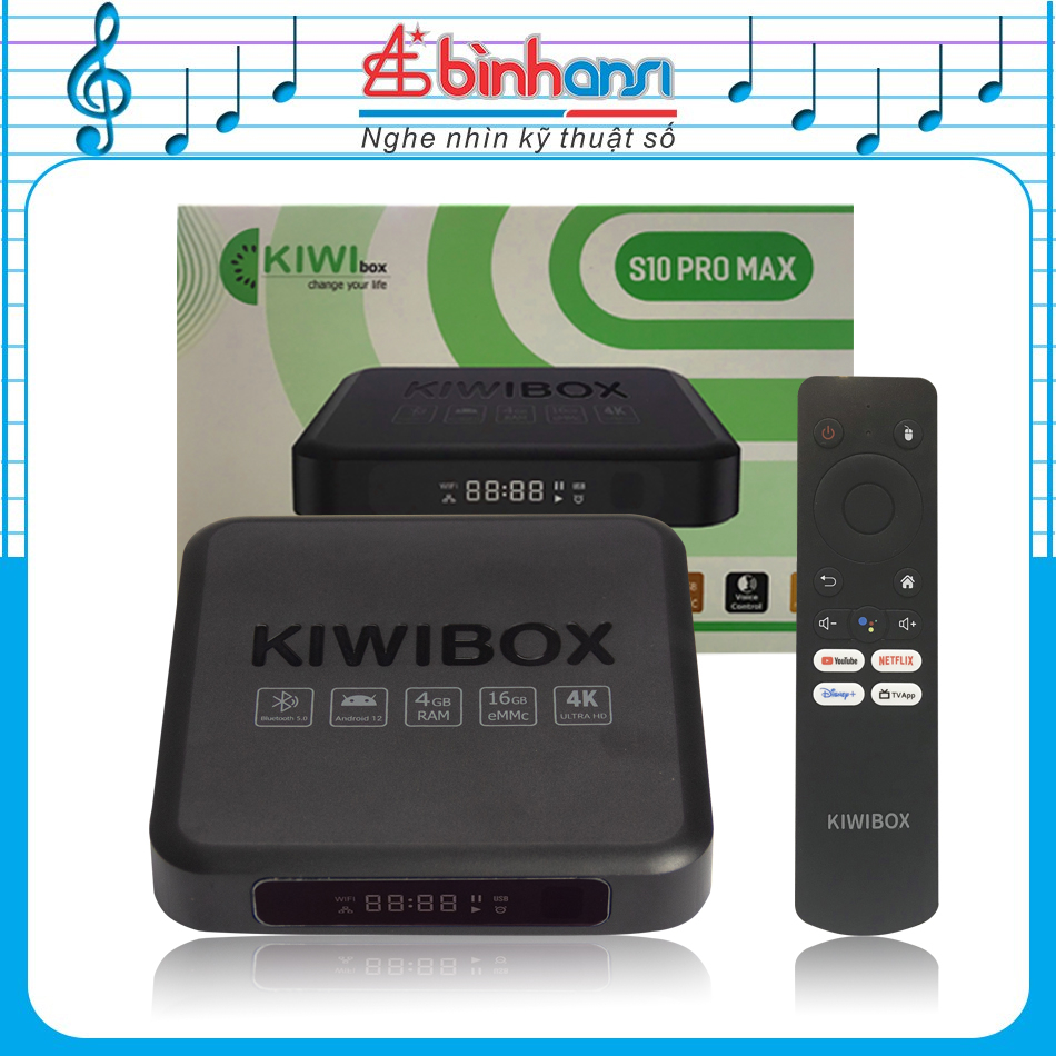 Kiwi box S10Pro Max android tivi box ram 4g, rom 16g, android tv 12, kiwibox s10 pro max kèm ...