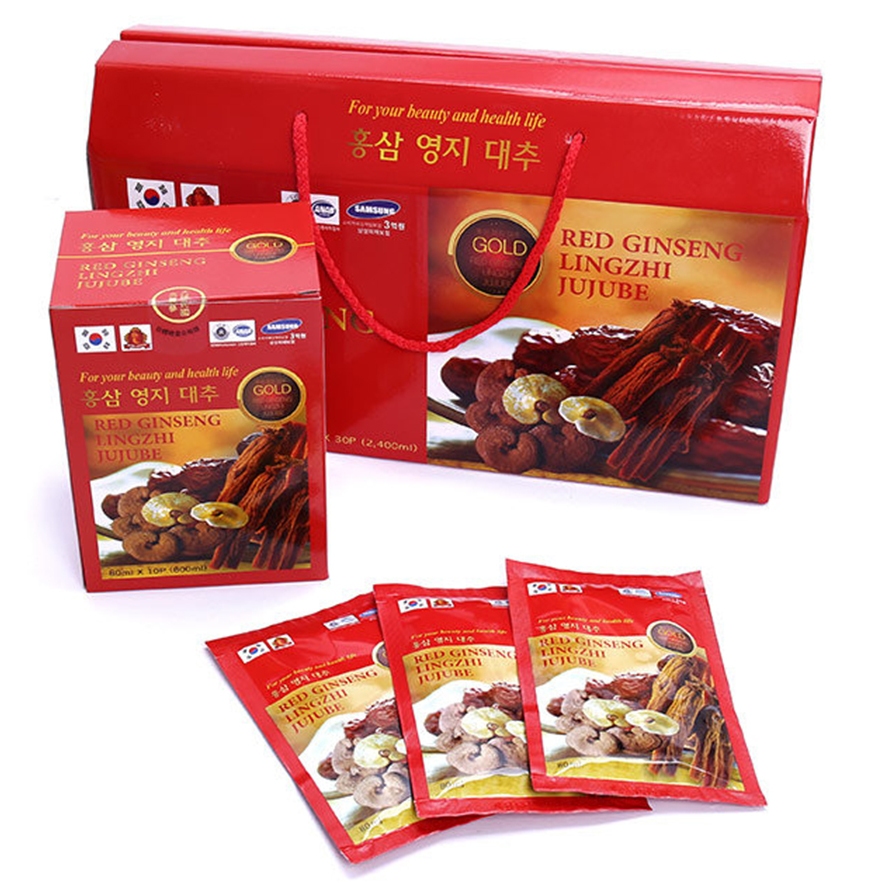 Nước Hồng Sâm Linh Chi Táo Đỏ Gold Red Ginseng Lingzhi Jujube Hộp 30 Gói x 80ml | Shopee Việt Nam