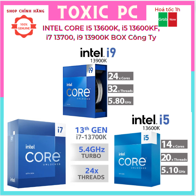 Intel Core i5 13600K / 3.5GHz Turbo 5.1GHz / 14 Nhân 20 Luồng / 24MB ...