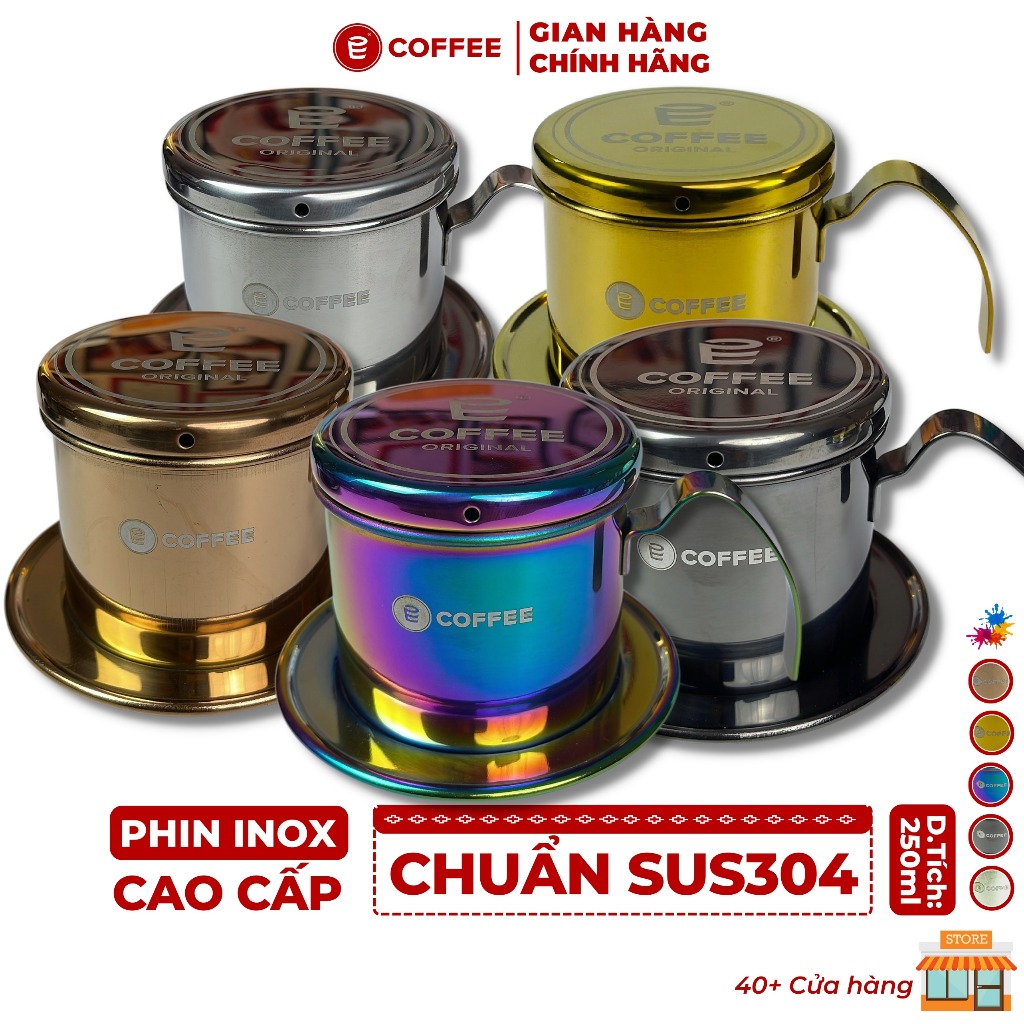 Phin Inox pha cà phê inox cao cấp E COFFEE chuẩn SUS304 cỡ lớn sử dụng cho 1 hoặc 2 người uống ...
