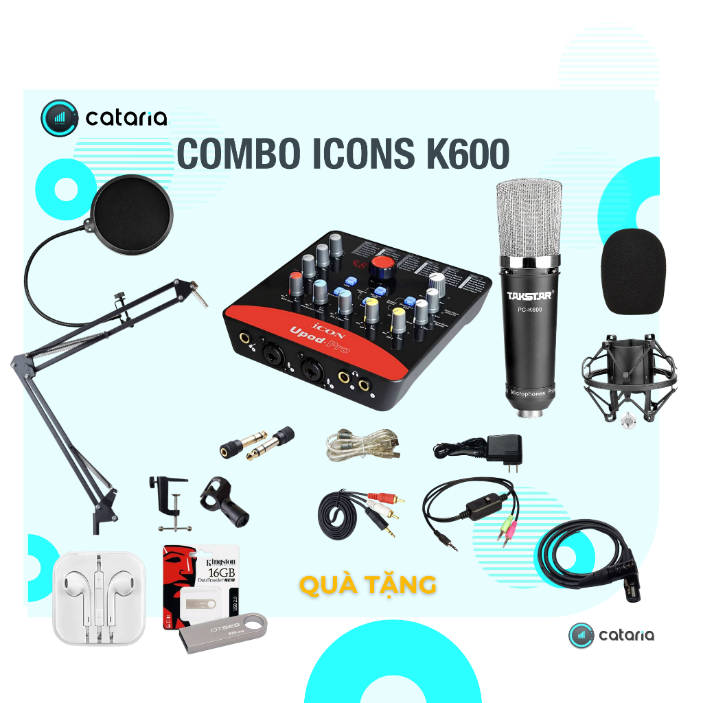 Bộ Mic Livestream Thu ÂM Takstar PC K600 ICON UPOD PRO tặng Tai Nghe, Đèn Vip, USB Chứa Phần mềm ...