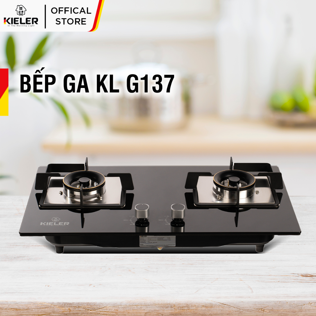 Bếp gas mặt kính cường lực KIELER KL-G137 tiết kiệm gas, công suất mạnh 5000W, mặt bếp chịu ...