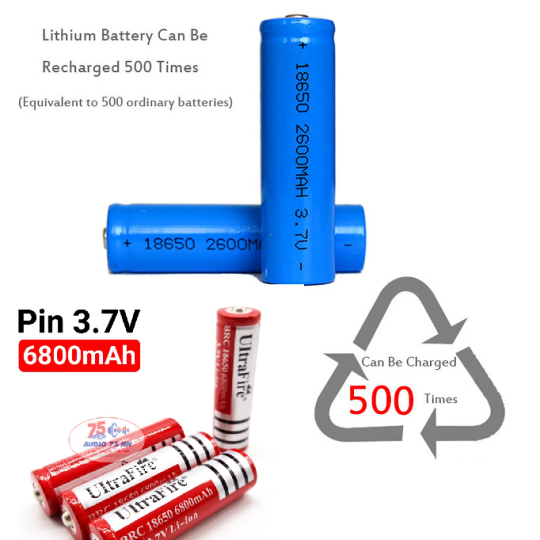Bộ 2 pin sạc 18650 3.7V-4200Mah loại tốt dành cho đèn pin , quạt ...
