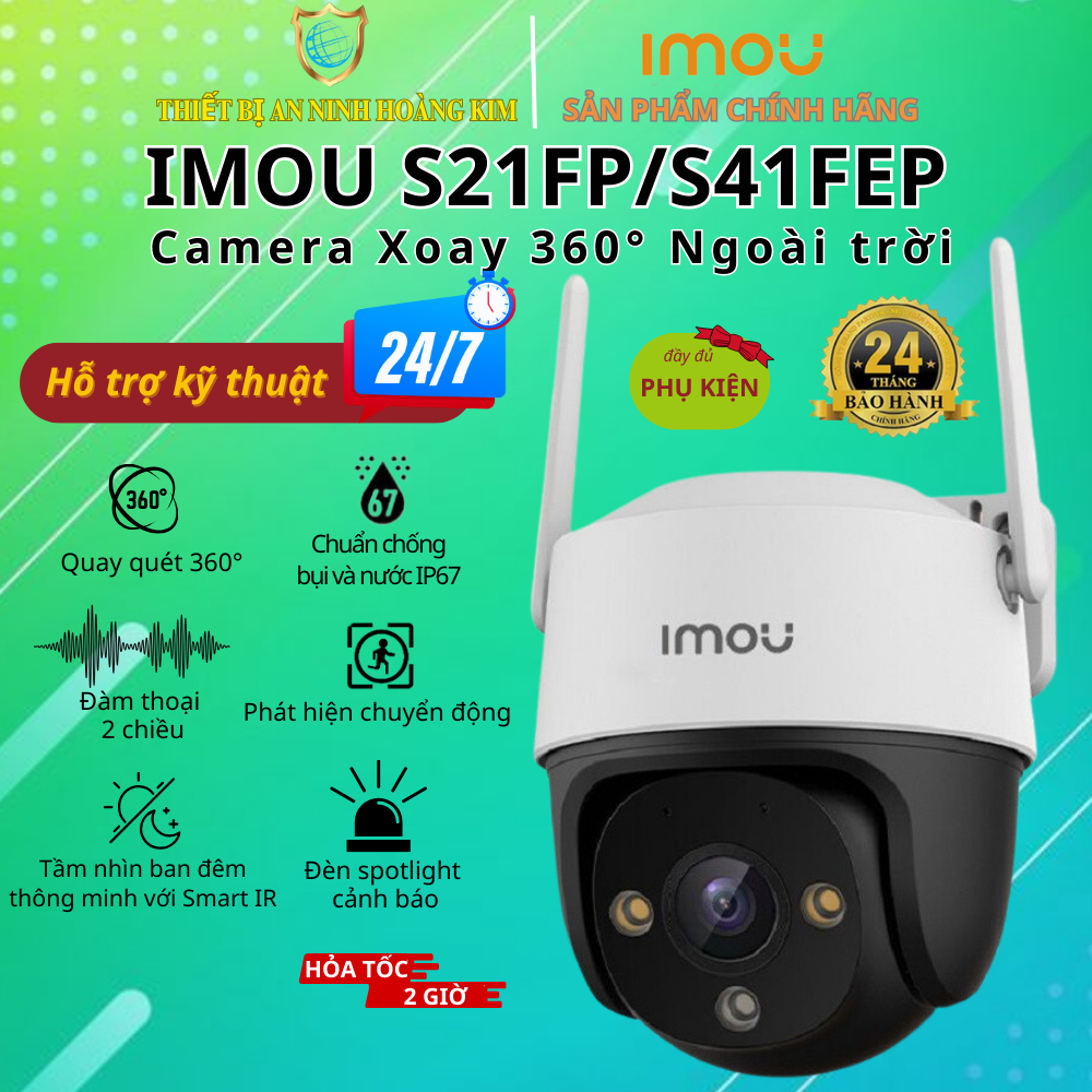 Camera wifi IMOU ngoài trời có màu ban đêm, xoay 360 độ S21FP S21FEP ...
