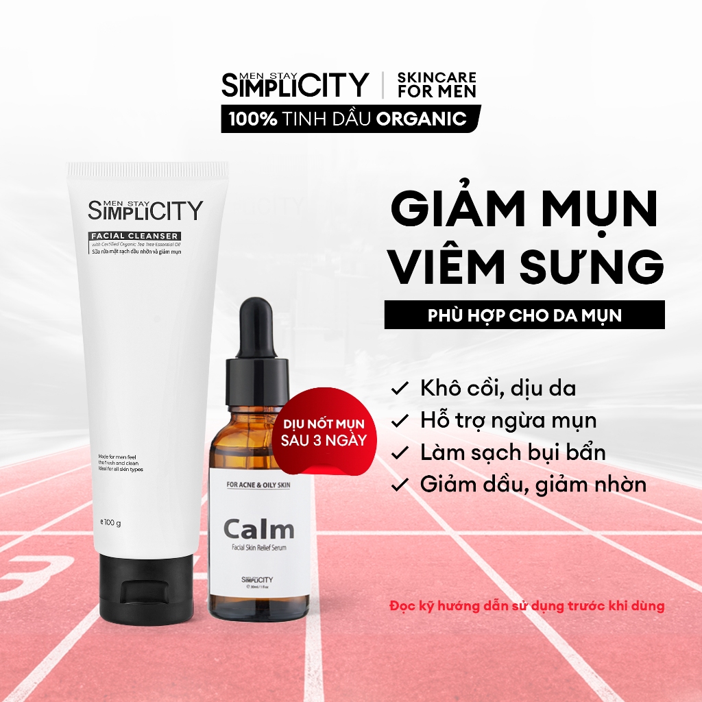 Bộ sản phẩm chăm sóc da nam giảm mụn viêm sưng Men Stay Simplicity Acne ...