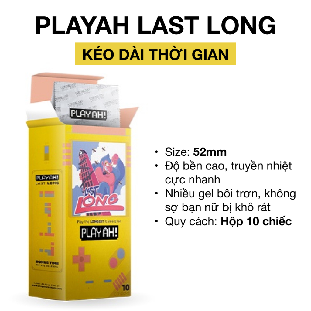 Bao Cao Su PLAYAH Last Long Kéo Dài Thời Gian Size 52mm Hộp 3C, Hộp 10C Laledi Store | Shopee ...
