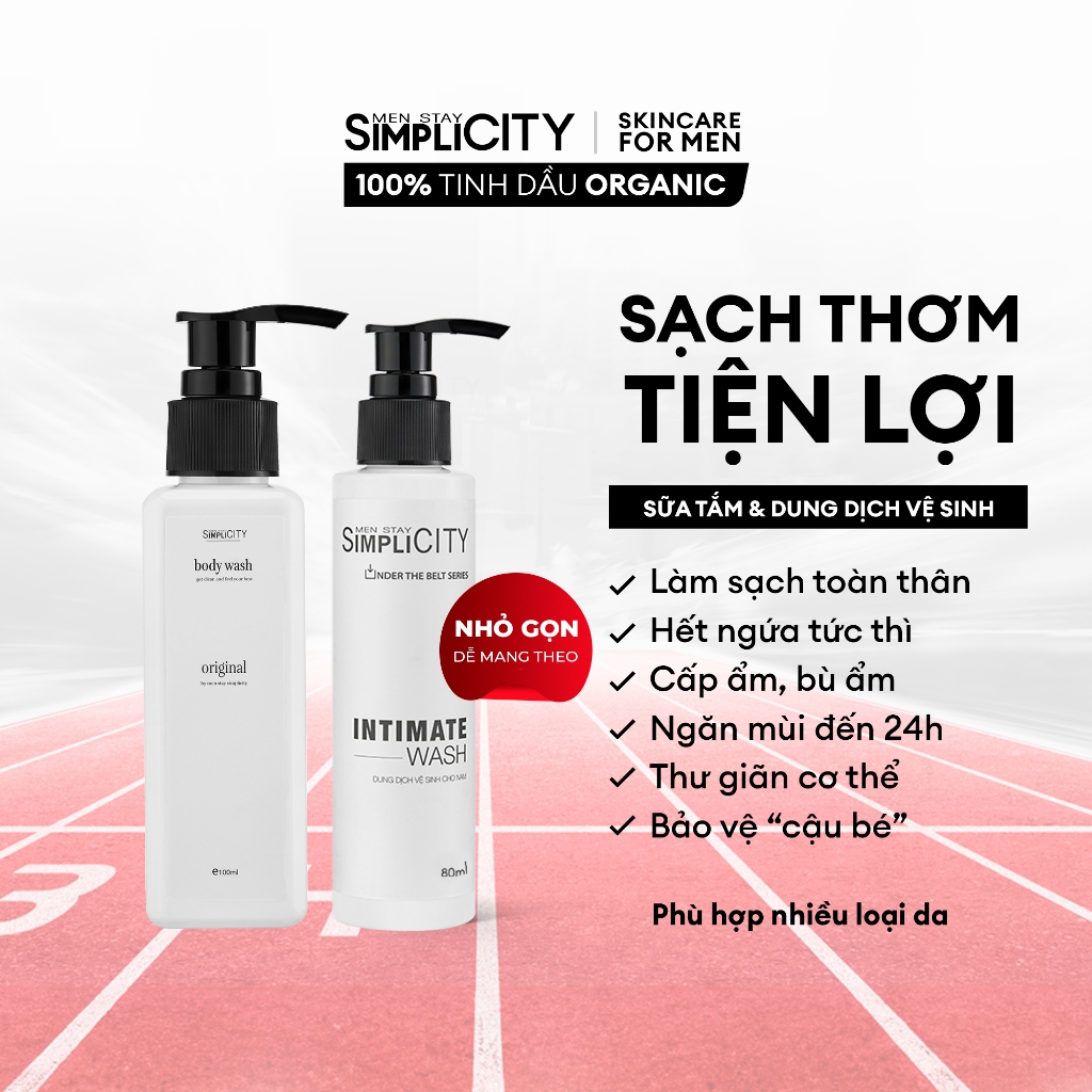 Bộ sản phẩm Men Stay Simplicity: Sữa tắm tinh dầu cao cấp 100ml và Dung ...