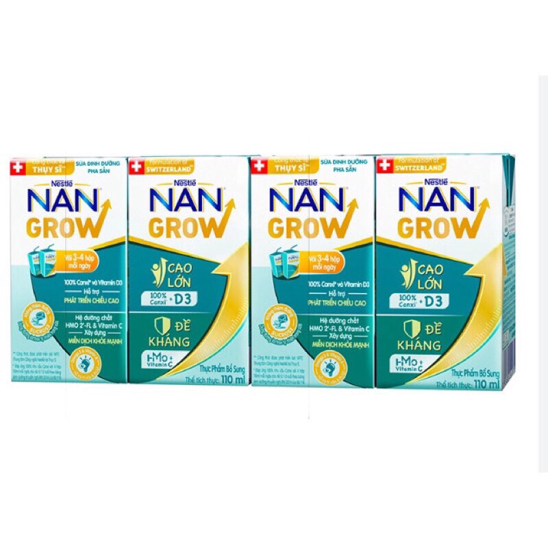 Lốc 4 hộp sữa pha sẵn Nestlé Nan Grow 110 ml (từ 1 tuổi) | Shopee Việt Nam