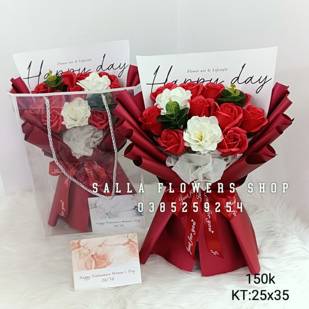 [quà tặng] Bó hoa sáp 12 bông tặng kèm túi và thiệp xinh.150 | Shopee Việt Nam