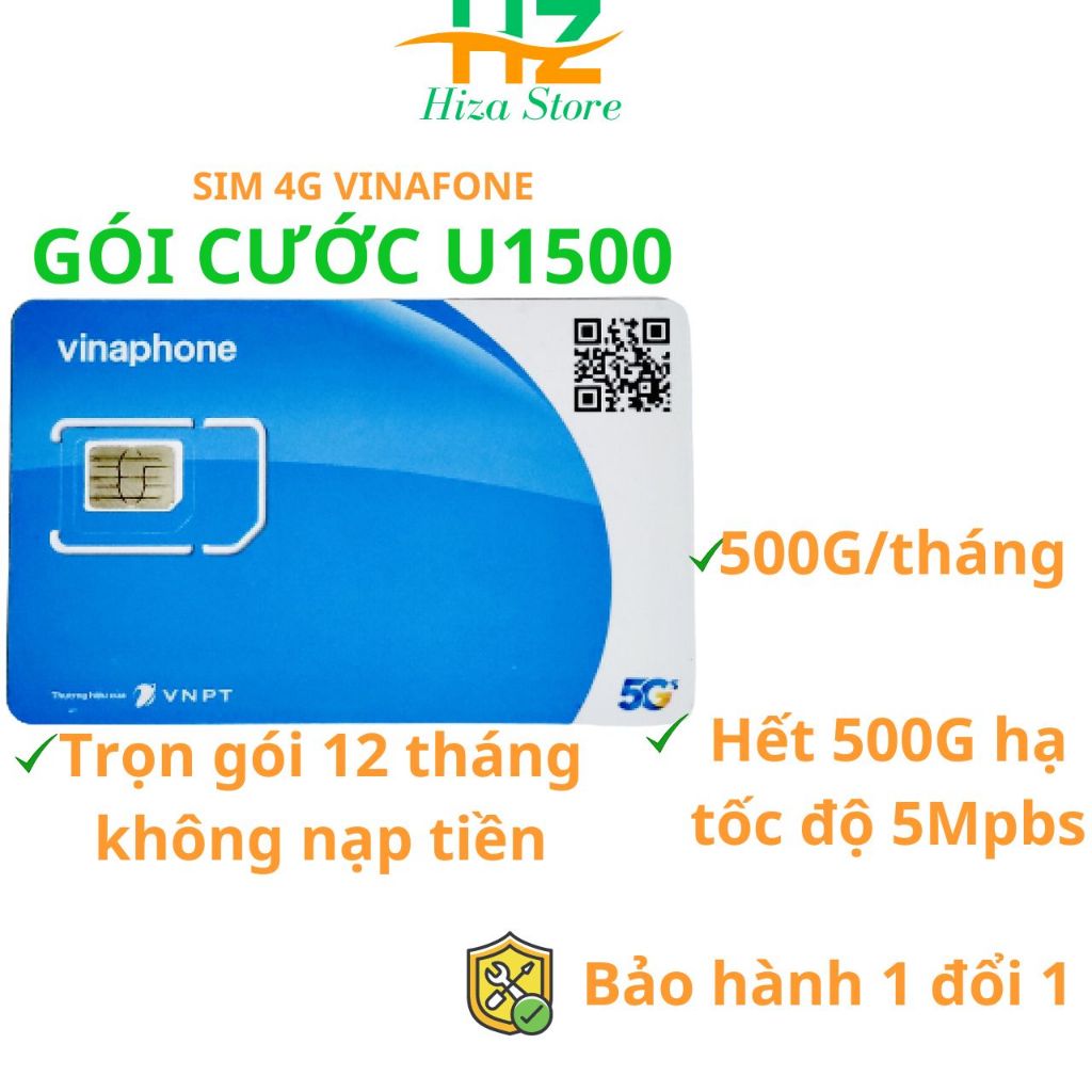 Sim 4G vina U1500 FHAPPY GV89 trọn gói 12 tháng không cần nạp tiền ...