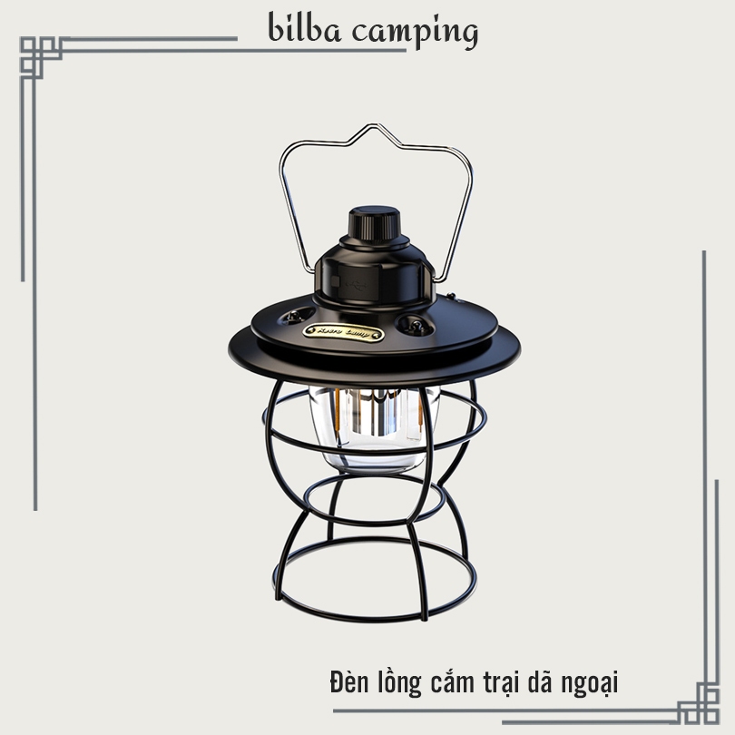 Đèn lồng Led Retro Lamp phong cách vintage treo lều t.í.ch đ.iện dùng đi cắm trại dã ngoại ...