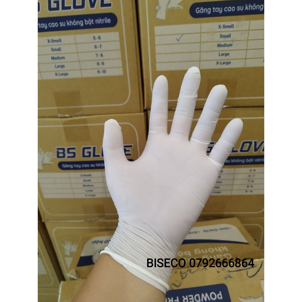 Găng tay cao su y tế Nitrile Không Bột (Màu Trắng) 100 chiếc/hộp - BS GLOVE (1 hộp) | Shopee ...