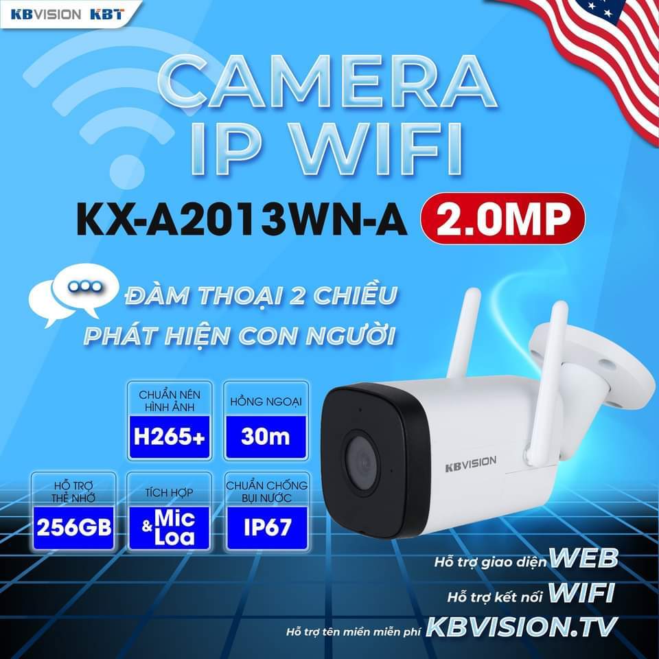 Camera IP WIFI KBVISION KX-A2013WN-A 2MP thân ngoài trời, hàng chính ...