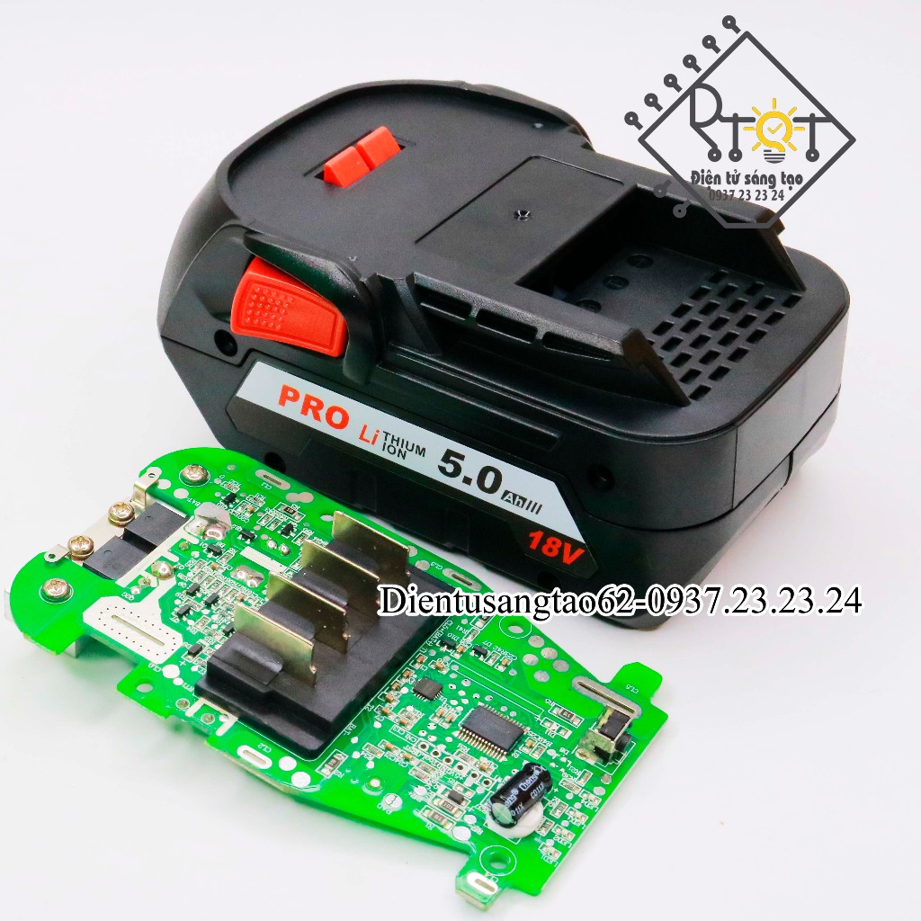 [ AEG M19 ] Vỏ và mạch pin AEG / RidGid 18V Li-ion, loại 2 hàng cell 18650, nhận sạc zin ...