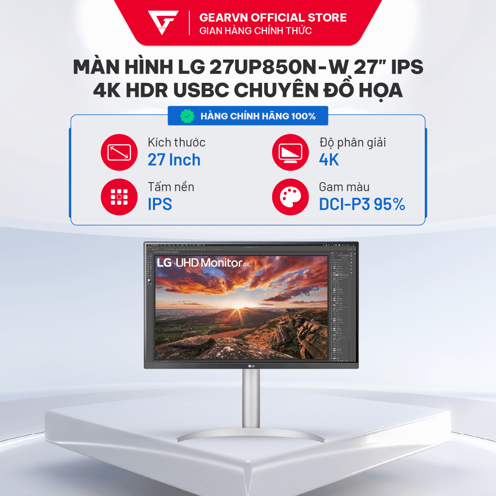 Màn hình LG 27UP850N-W 27" IPS 4K HDR USBC Chuyên Đồ họa | Shopee Việt Nam