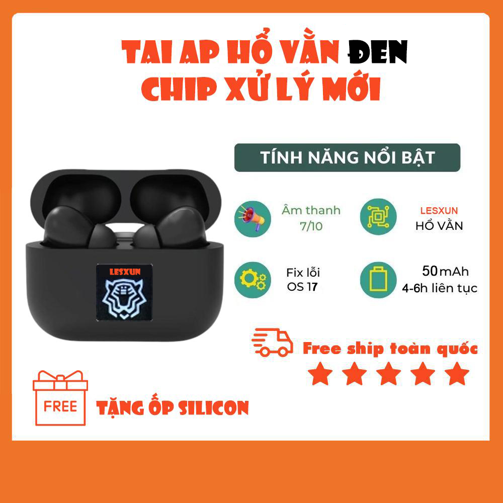 Tai nghe bluetooth AP Pro Gen 2 ĐEN Hổ Vằn CHIP mới, Fix lOS 17, âm to ...